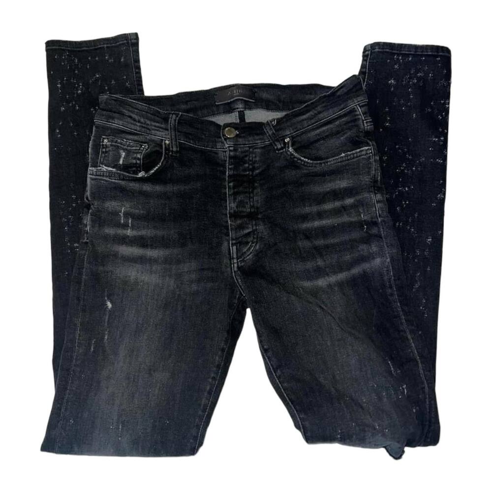Amiri Shotgun Black Denim Distressed Skinny Jeans Siz… - Gem